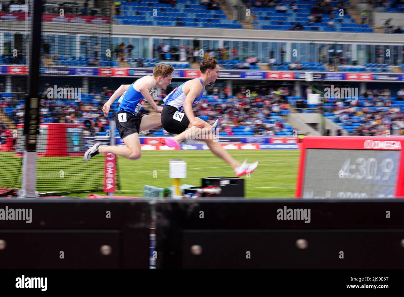 Alex Alston of Great Britain and George Phillips of Great Britain leap ...