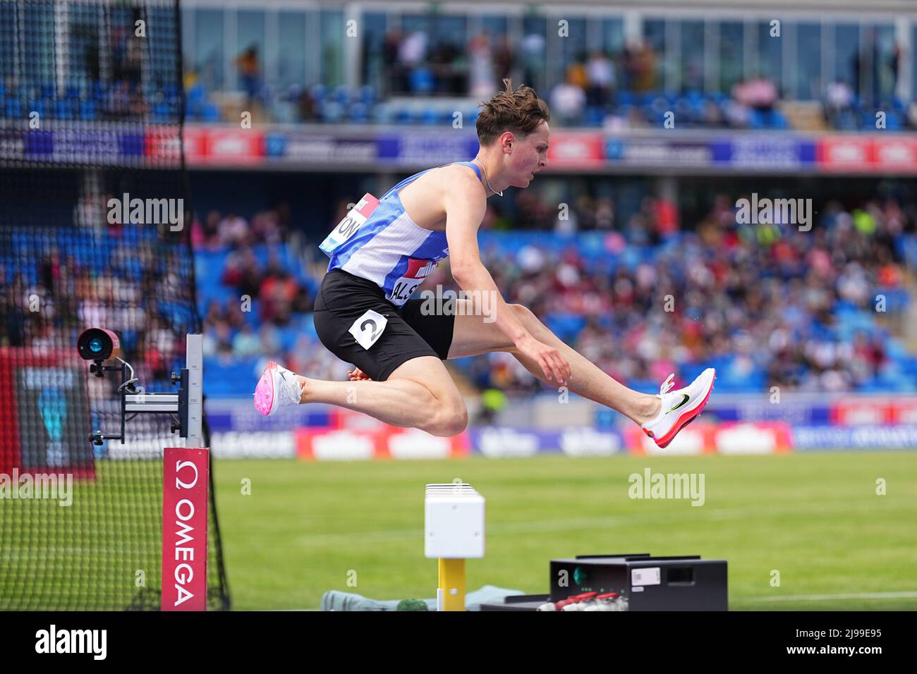 Alex Alston of Great Britain leaps over an obstacle in the men’s 3000m ...