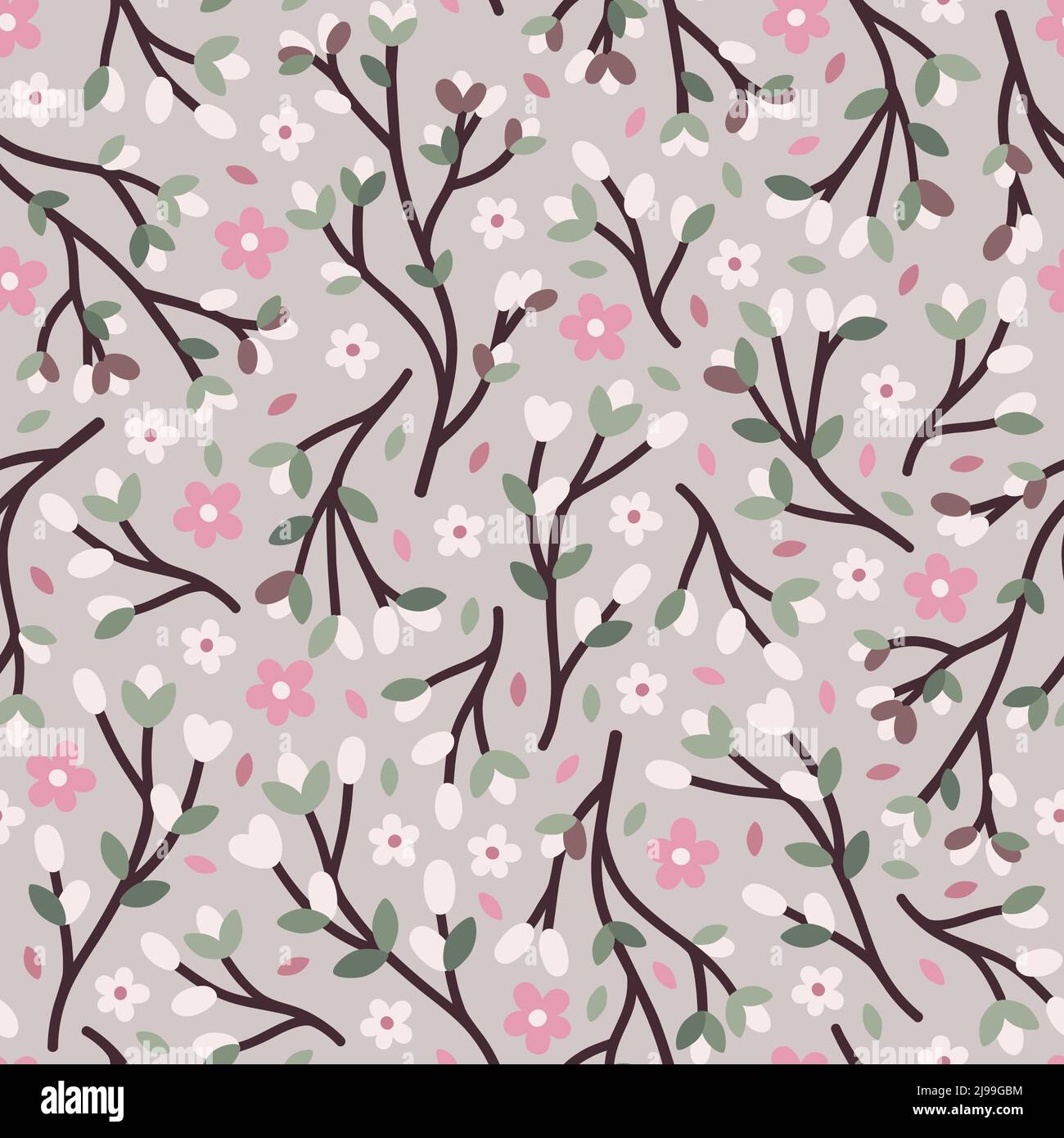 Spring branches pattern Stock Vector Image & Art - Alamy