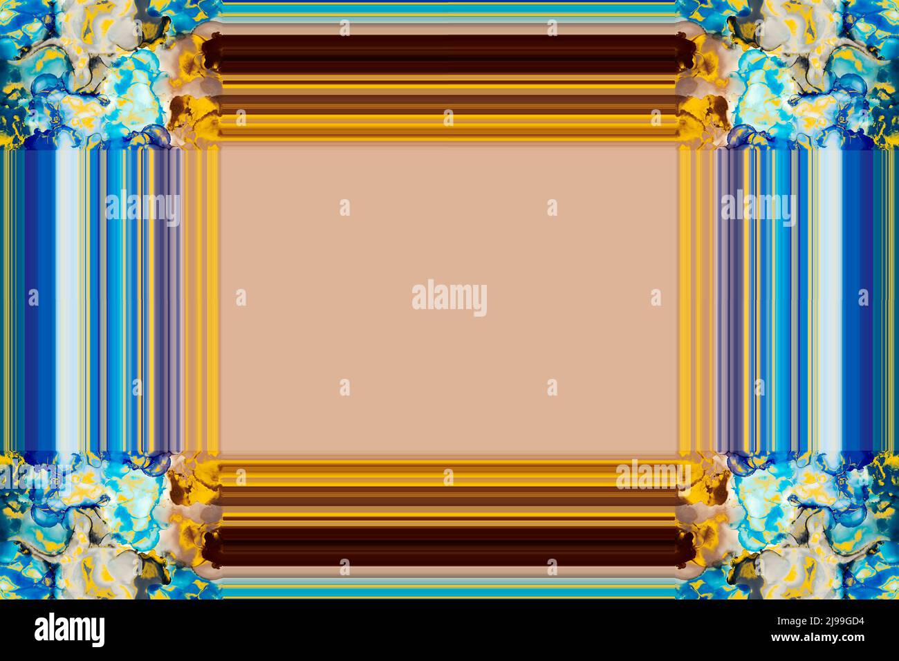 A multi colored frame with hand painted watercolor abstract on each ...