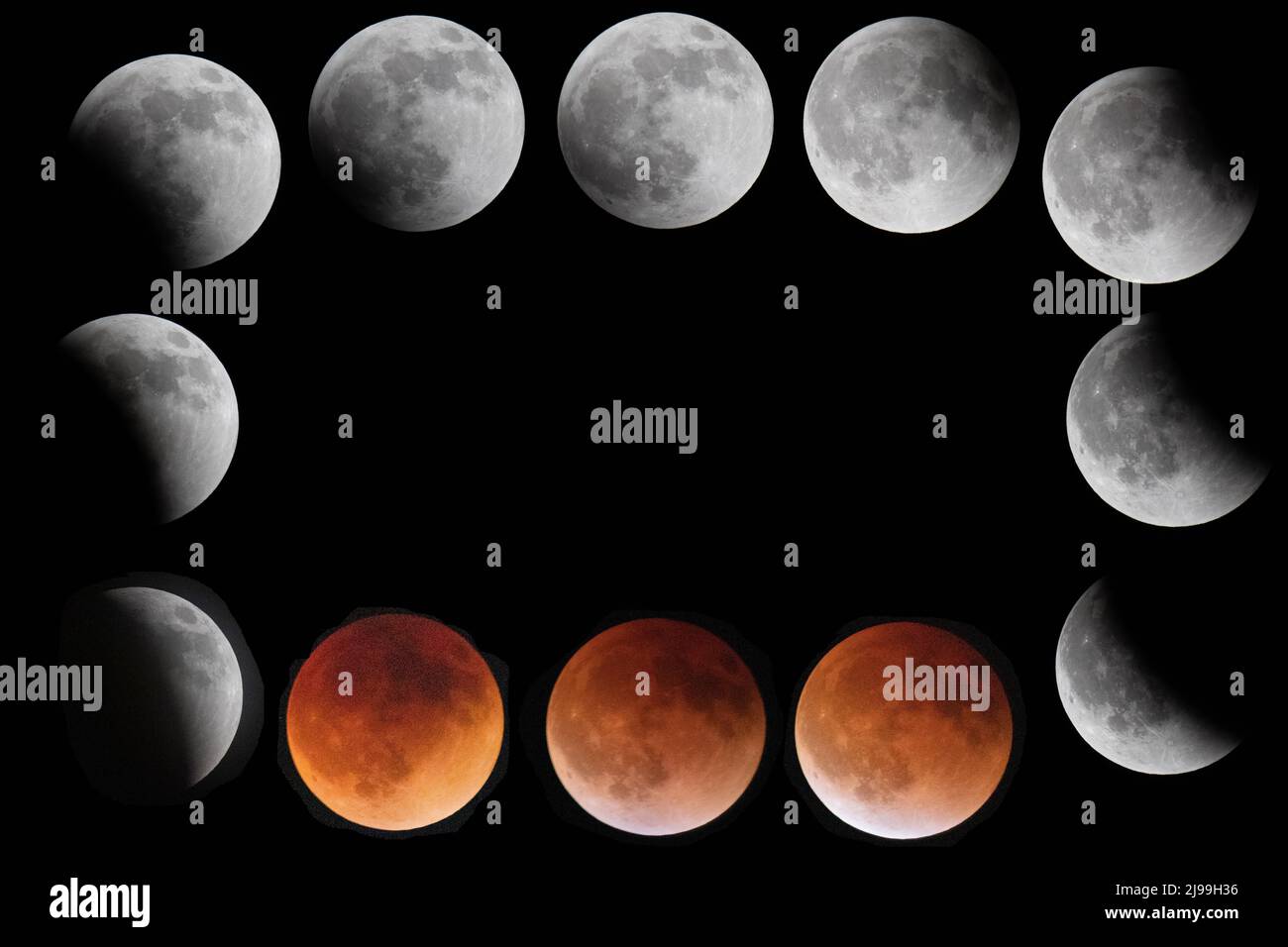 Moon Phases of the 2022 Total Lunar Eclipse Stock Photo - Alamy