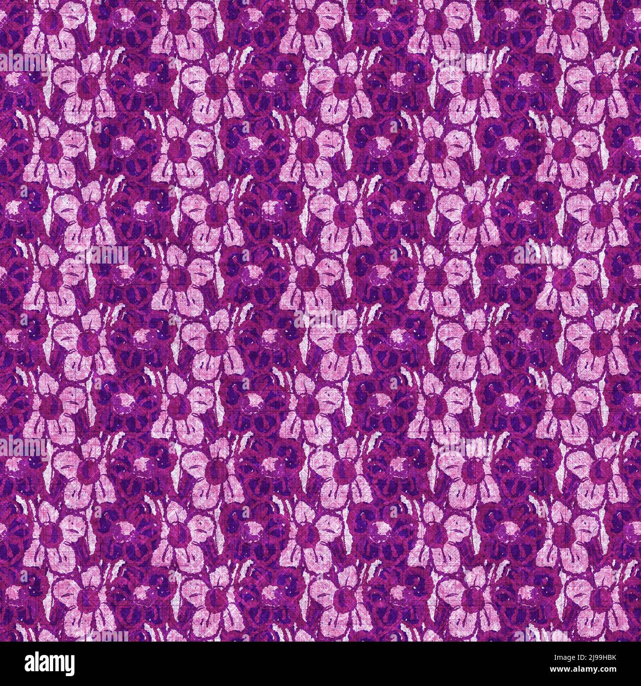 Floral bloom seamless hand drawn linen style pattern. Organic flower ...