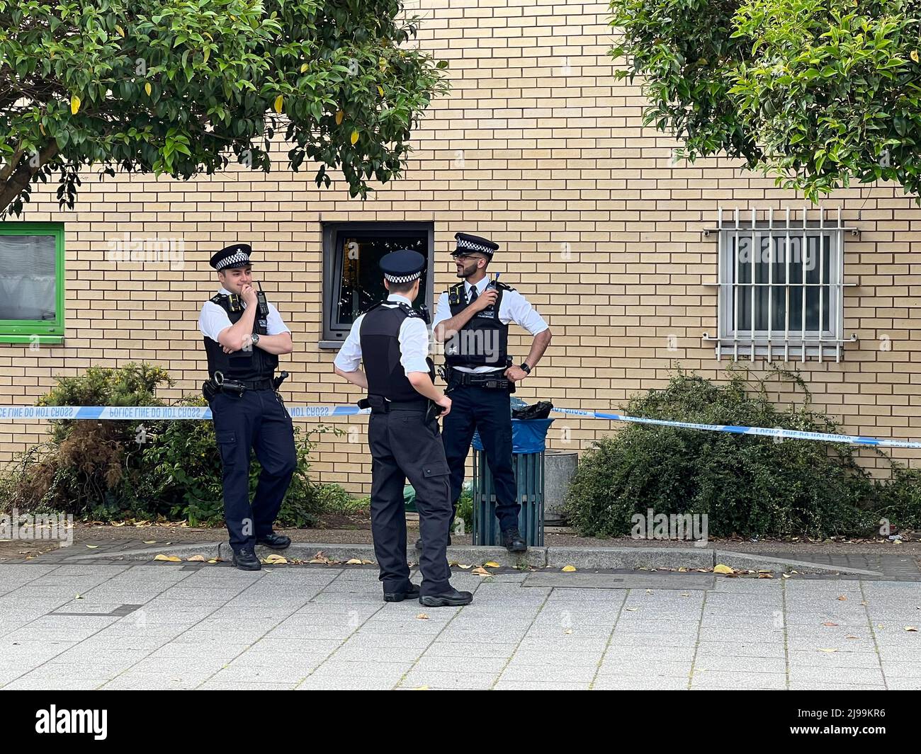 Police officers cordon off an area outside Peckham leisure centre ...