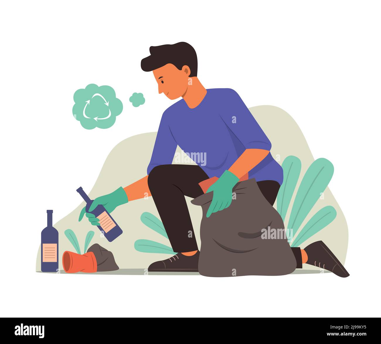 Man Sorting the Garbage to Recycle Stock Vector Image & Art - Alamy