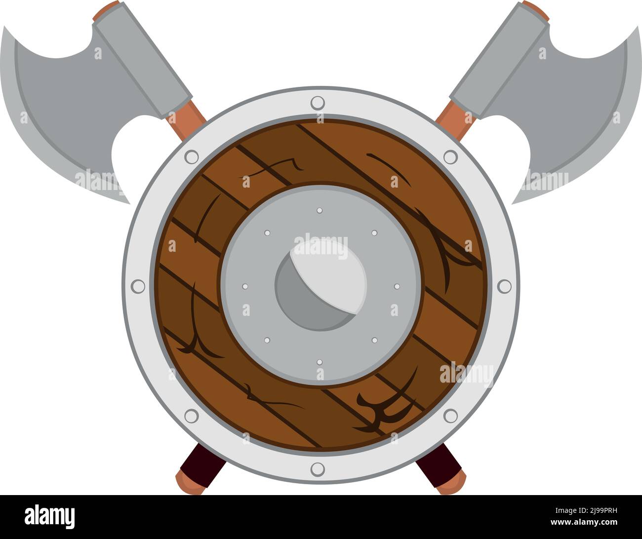Vector illustration of crossed axes and a viking culture shield Stock ...