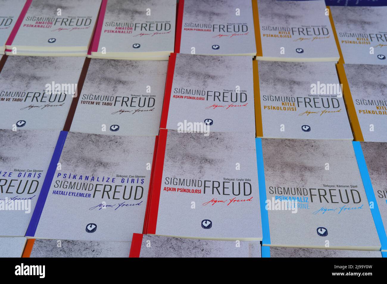 Books of Sigmund Freud translated in Turkish and being displayed on ...