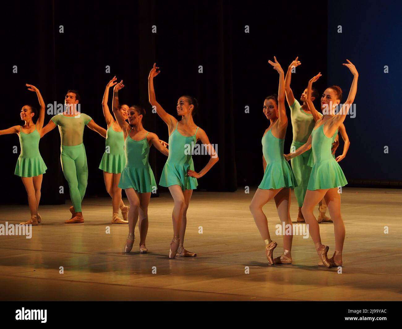 Ballerinas performing on stage. The National Ballet of Peru, celebrates ...