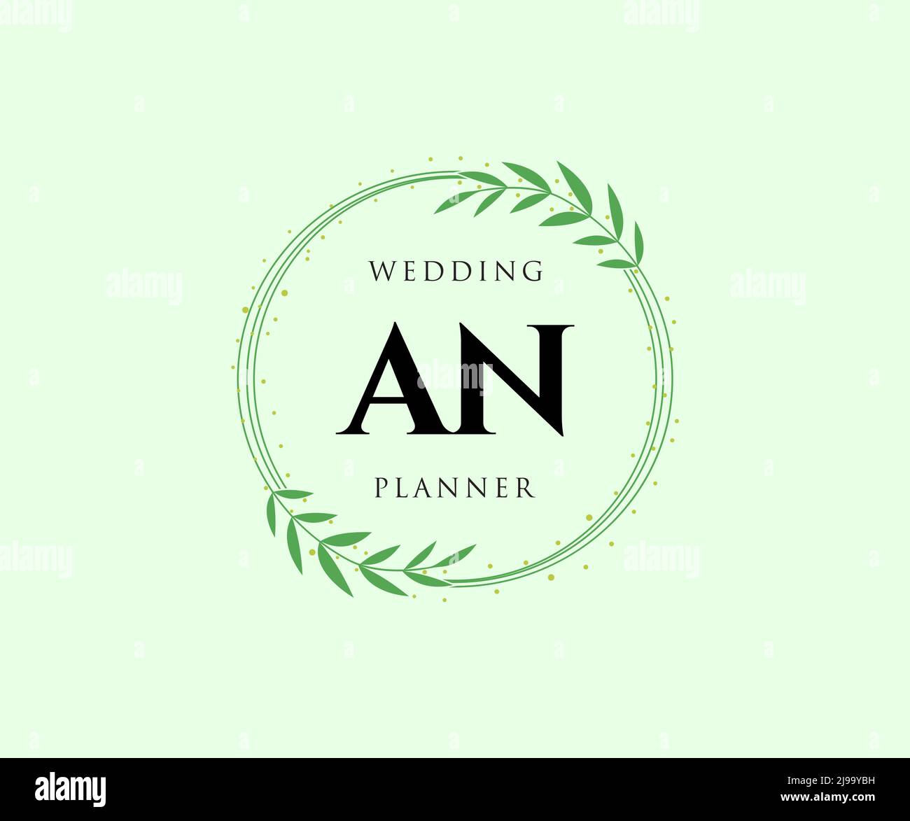 AN Initials letter Wedding monogram logos collection, hand drawn modern ...