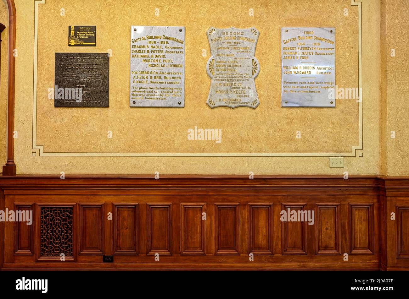 Historic plaques displayed in the State Capitol in Cheyenne, Wyoming ...
