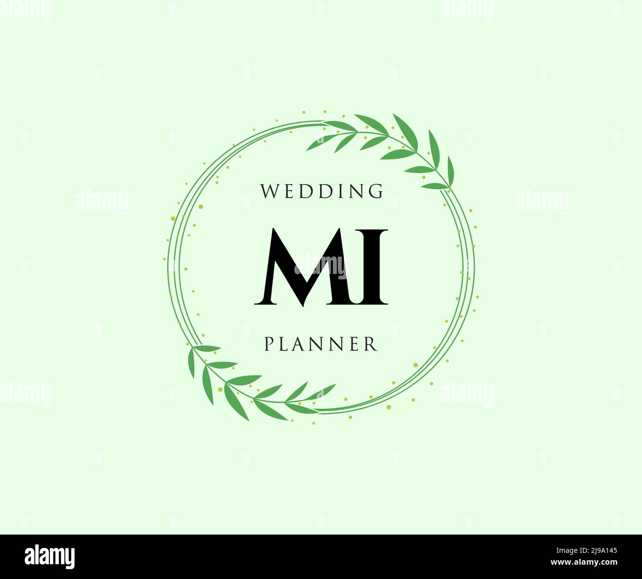 MI Initials letter Wedding monogram logos collection, hand drawn modern ...