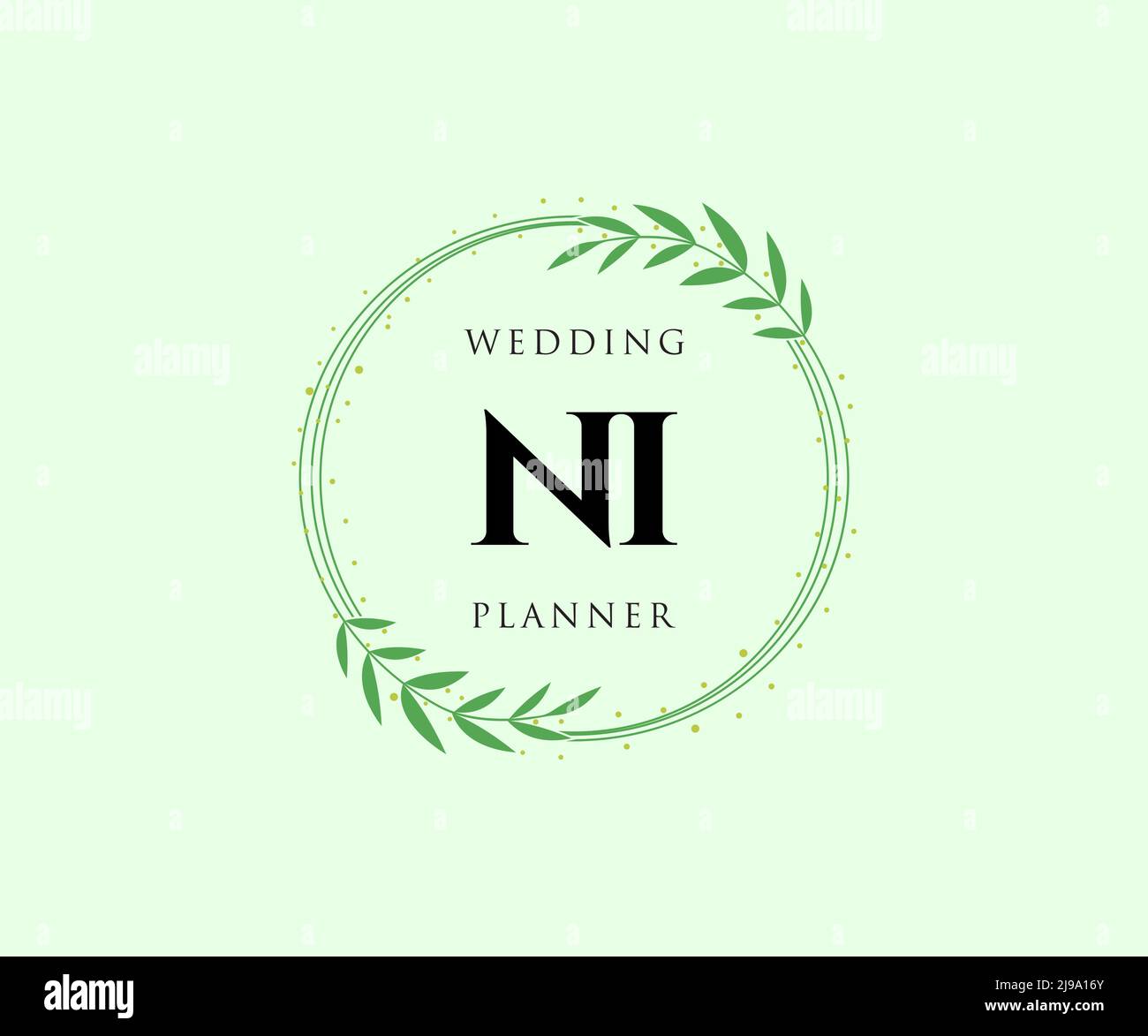 NI Initials letter Wedding monogram logos collection, hand drawn modern ...