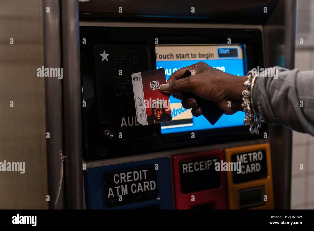 New York, USA. 21st May, 2022. A person proudly displayed MTA issued ...
