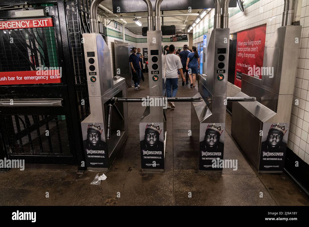 New York, USA. 21st May, 2022. People seen in line to buy MTA issued ...