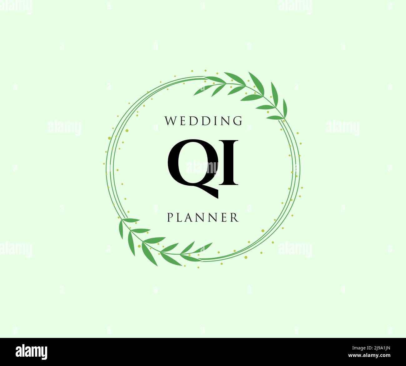 QI Initials letter Wedding monogram logos collection, hand drawn modern ...