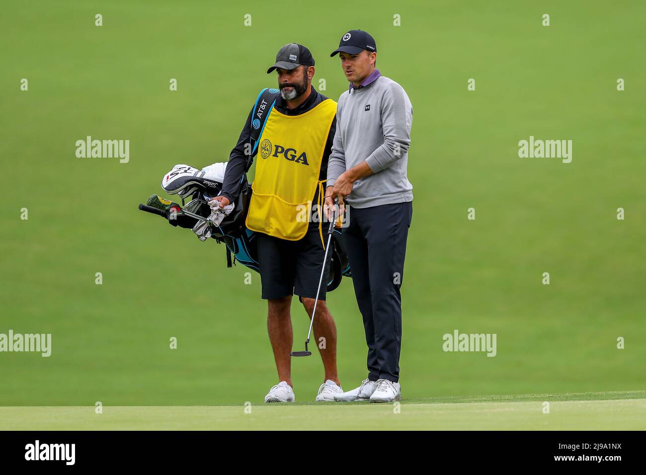 Tulsa, OK, USA. 21st May, 2022. Jordan Spieth and his caddy Michael ...