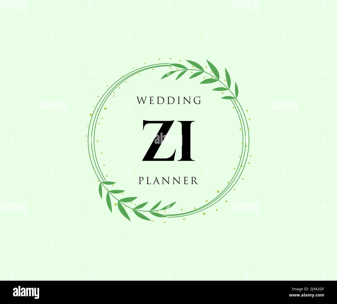 ZI Initials letter Wedding monogram logos collection, hand drawn modern ...