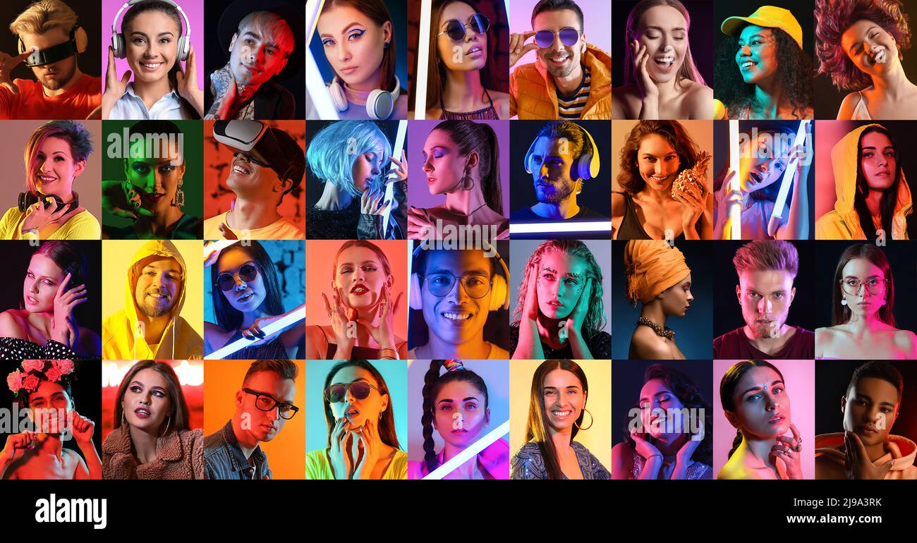 Collage with portraits of many different people Stock Photo - Alamy