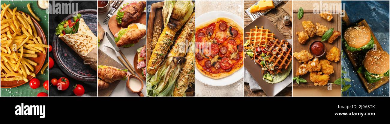 Collection of traditional fast food, top view Stock Photo - Alamy