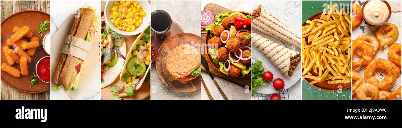 Collection of traditional fast food, top view Stock Photo - Alamy