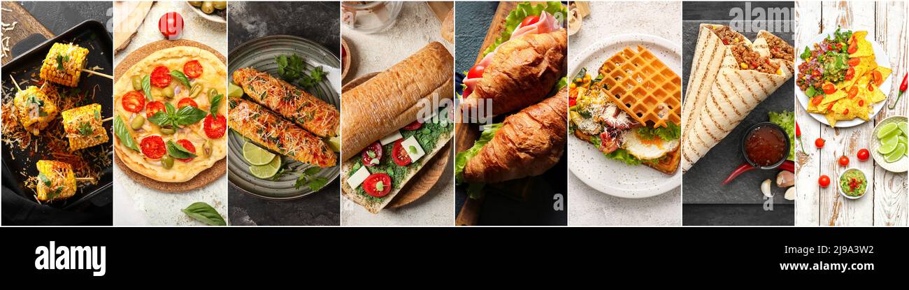 Collection of traditional fast food, top view Stock Photo - Alamy