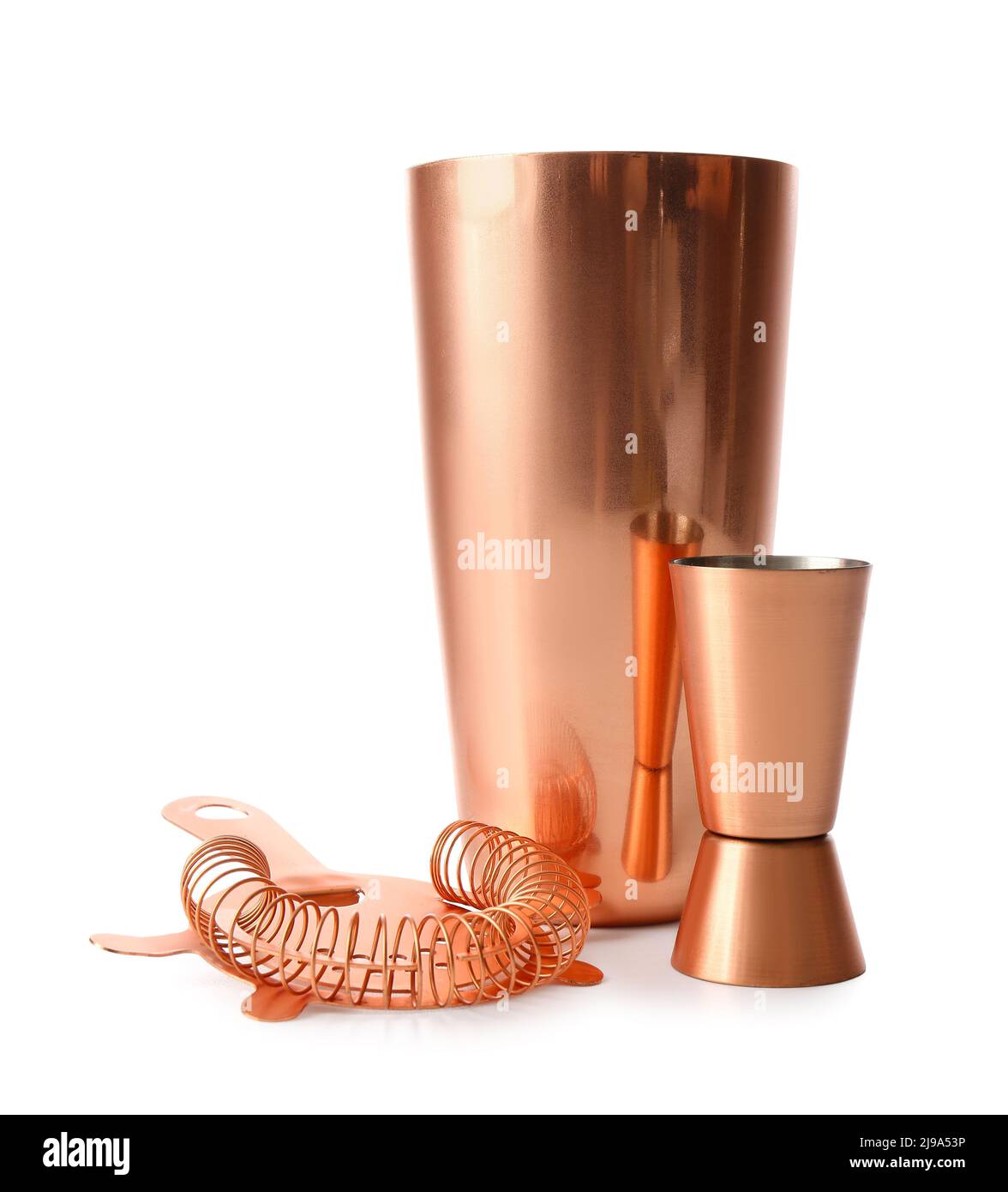 Copper bar tools on white background Stock Photo - Alamy