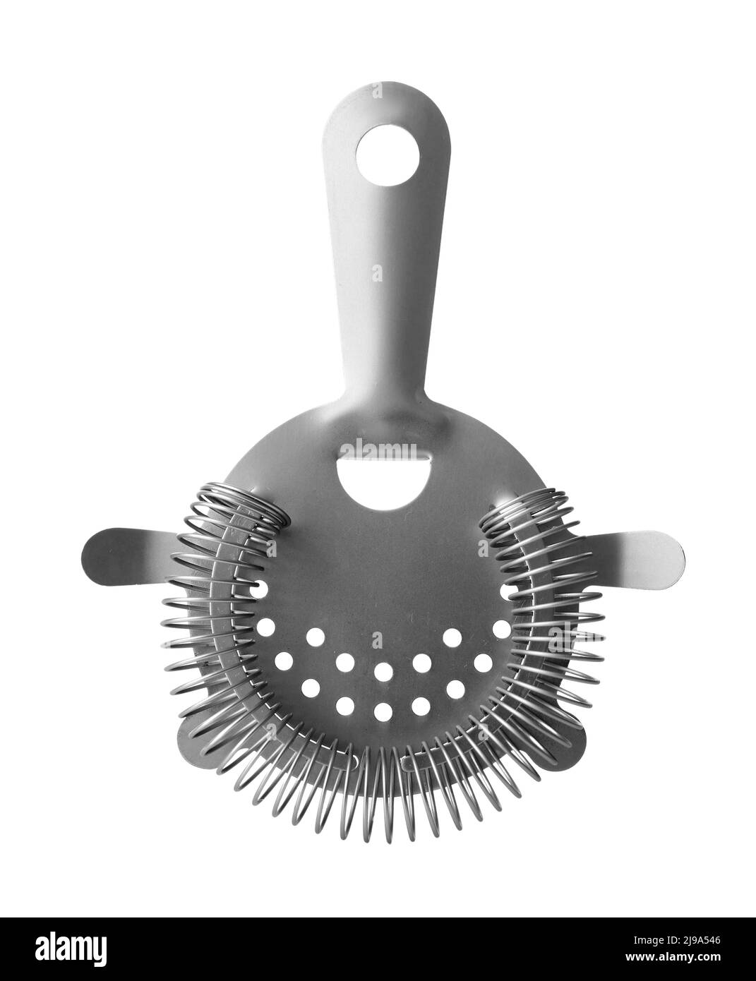 Silver strainer on white background Stock Photo - Alamy