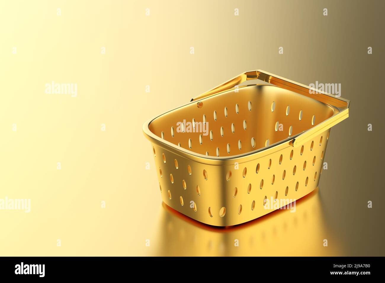 3d rendering empty golden basket on gold background Stock Photo - Alamy