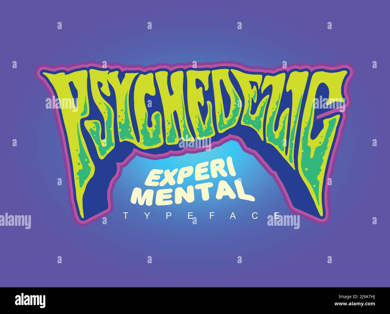 Psychedelic word lettering typography vector illustrations for your ...