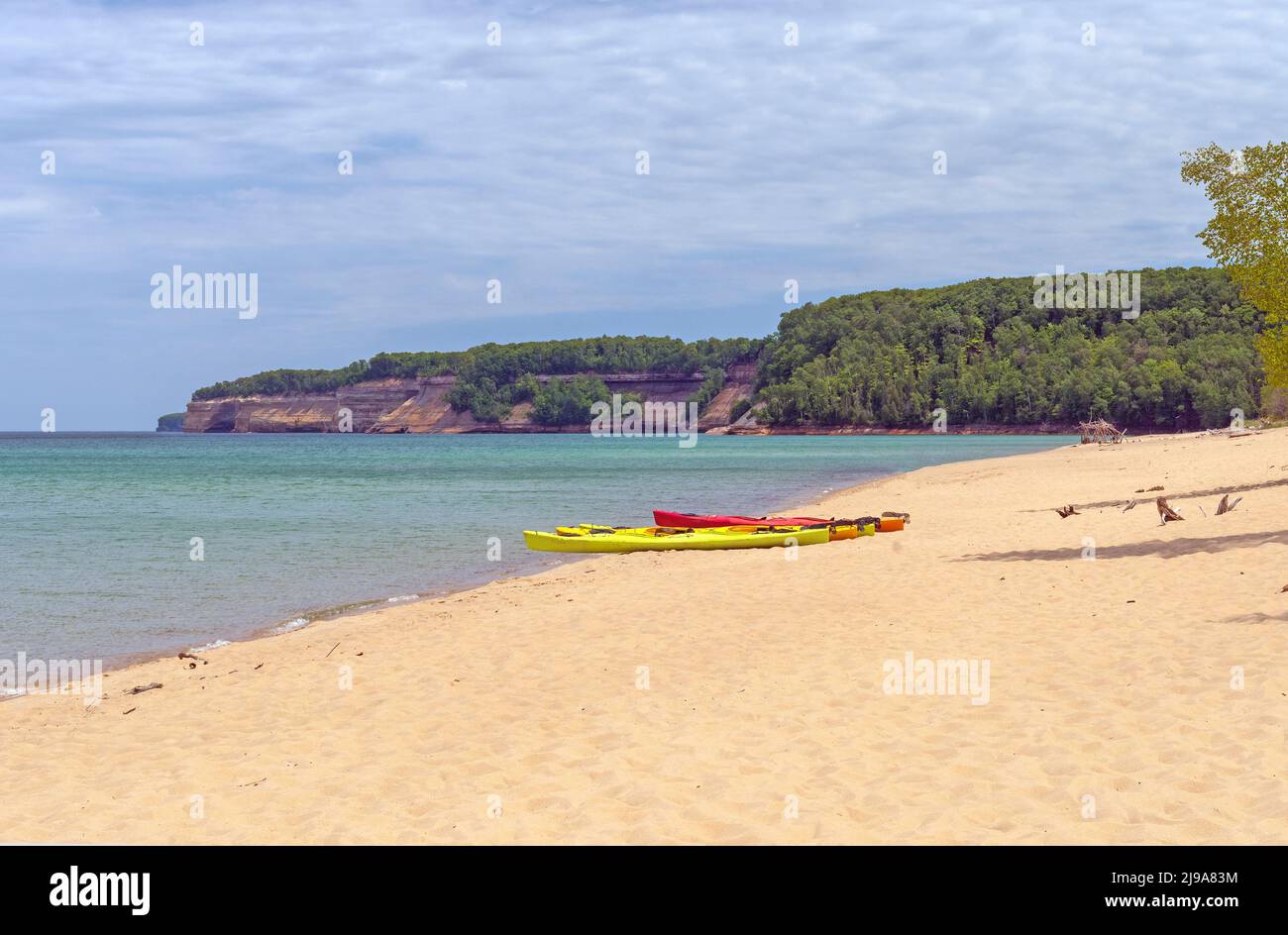 Sea Kayaks Ready to Head Out on Miners Beach on Lake Superior in ...