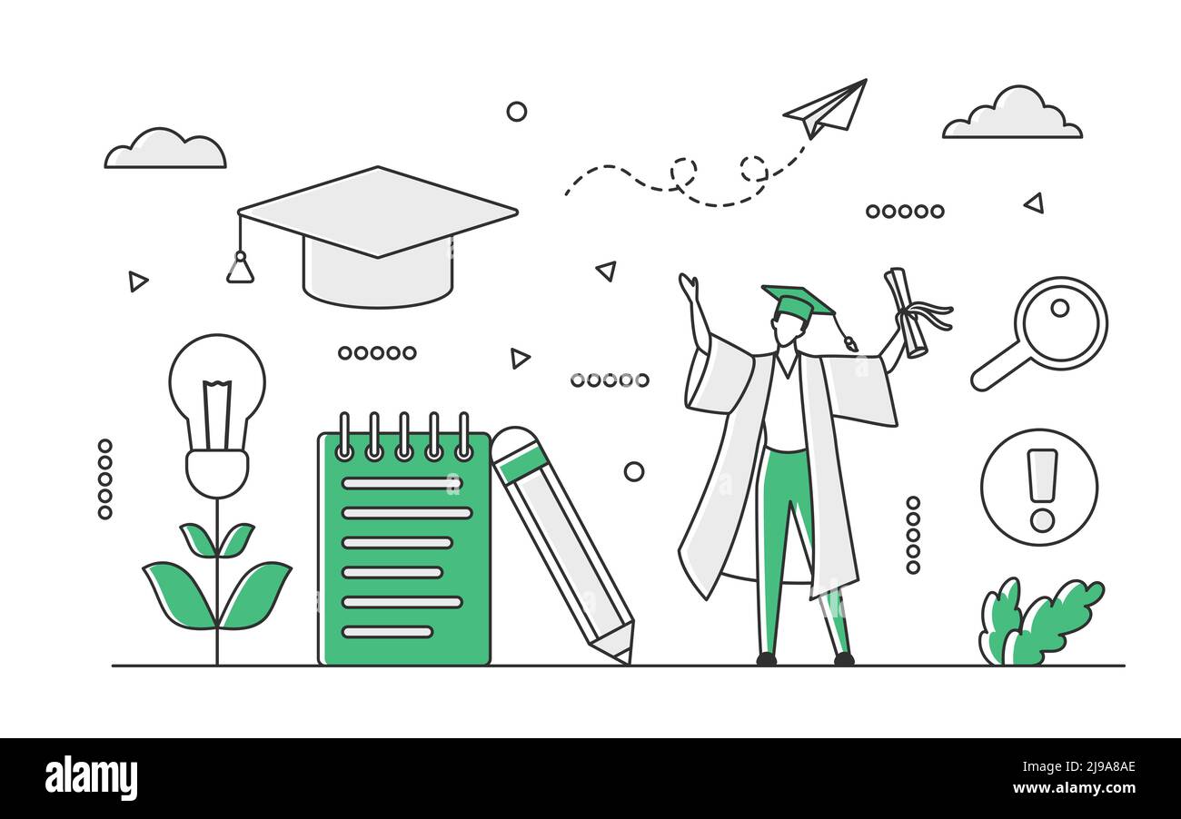 Successful university education graduation. Study completion and degree ...