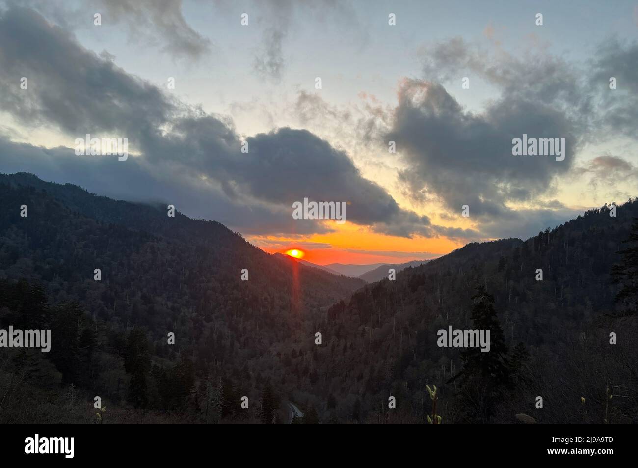 Sunset landscape - Great Smoky Mountains NP, Tennessee Stock Photo - Alamy