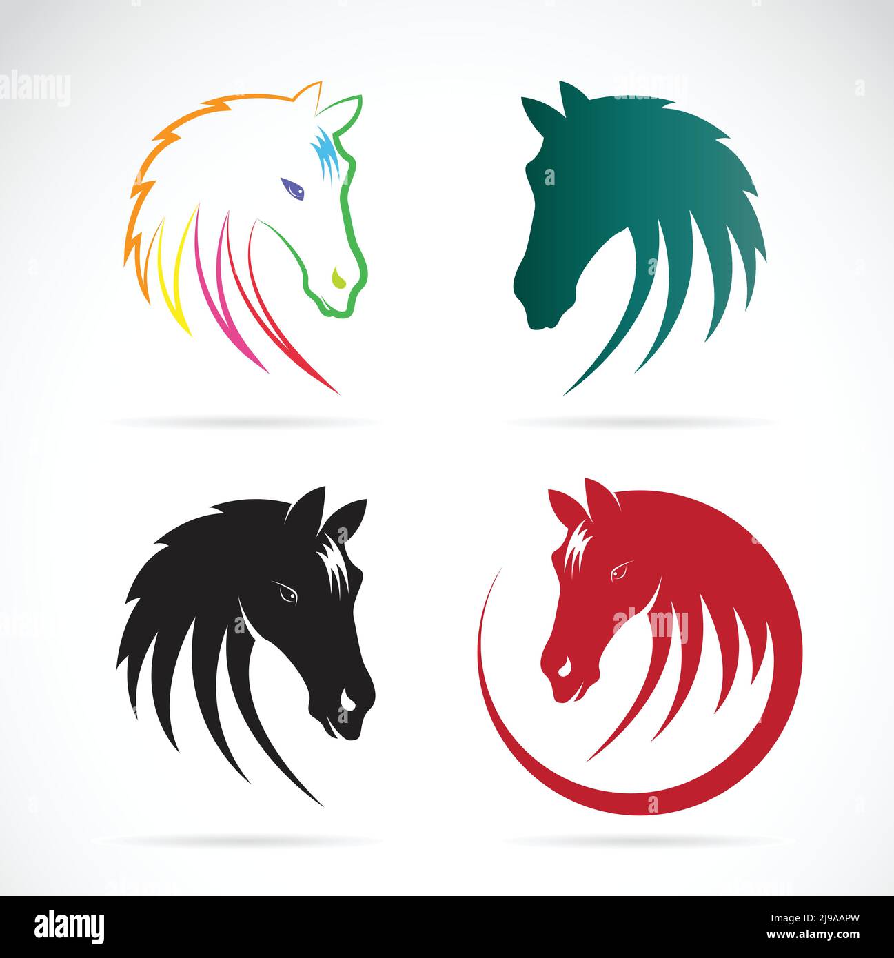 Vector images of horse design on a white background. Easy editable ...