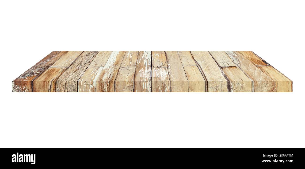 Wooden shelf on isolated white background Stock Photo - Alamy