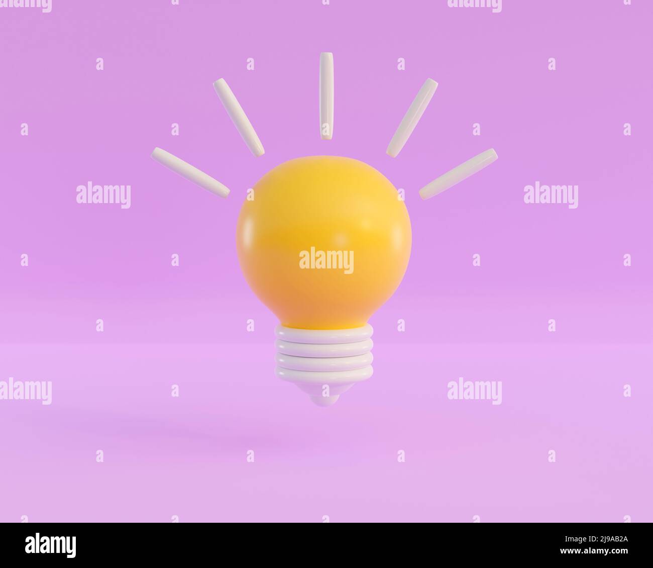 3d yellow bulb icon. Concept of new idea, innovation, energy or ...