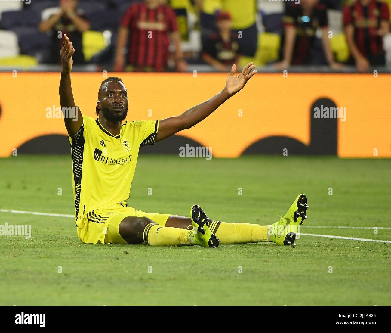May 21, 2022: Nashville SC forward C.J. Sapong (17) sits in the ground ...
