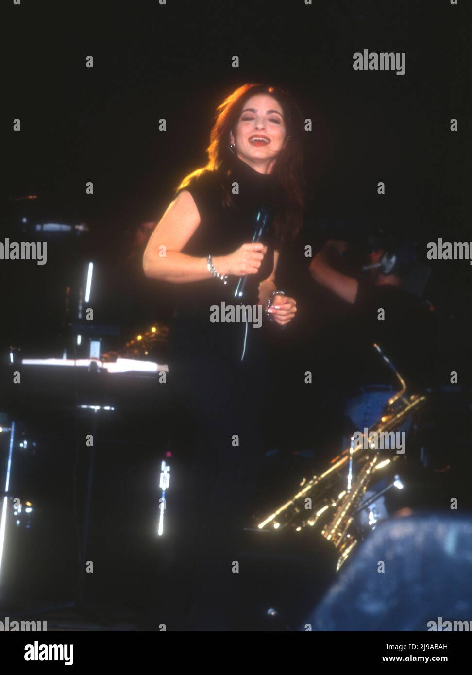 Boston, Massachusetts, USA 1st June 1996 Singer Gloria Estefan performs ...