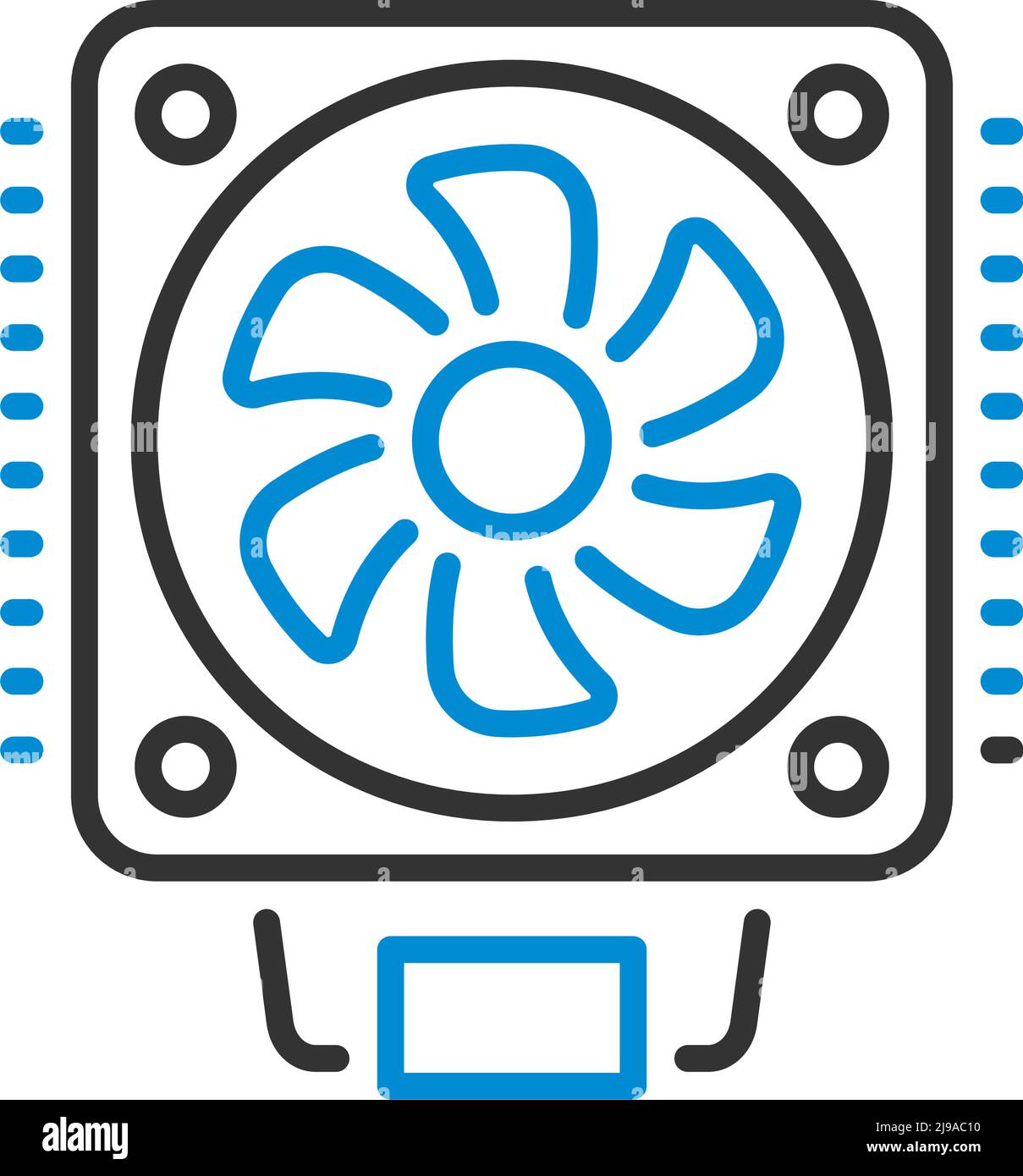Cpu Fan Icon Editable Bold Outline With Color Fill Design Vector Illustration Stock Vector