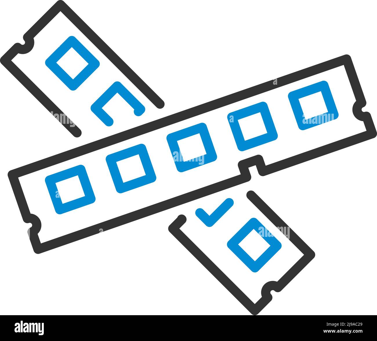 Computer Memory Icon. Editable Bold Outline With Color Fill Design ...
