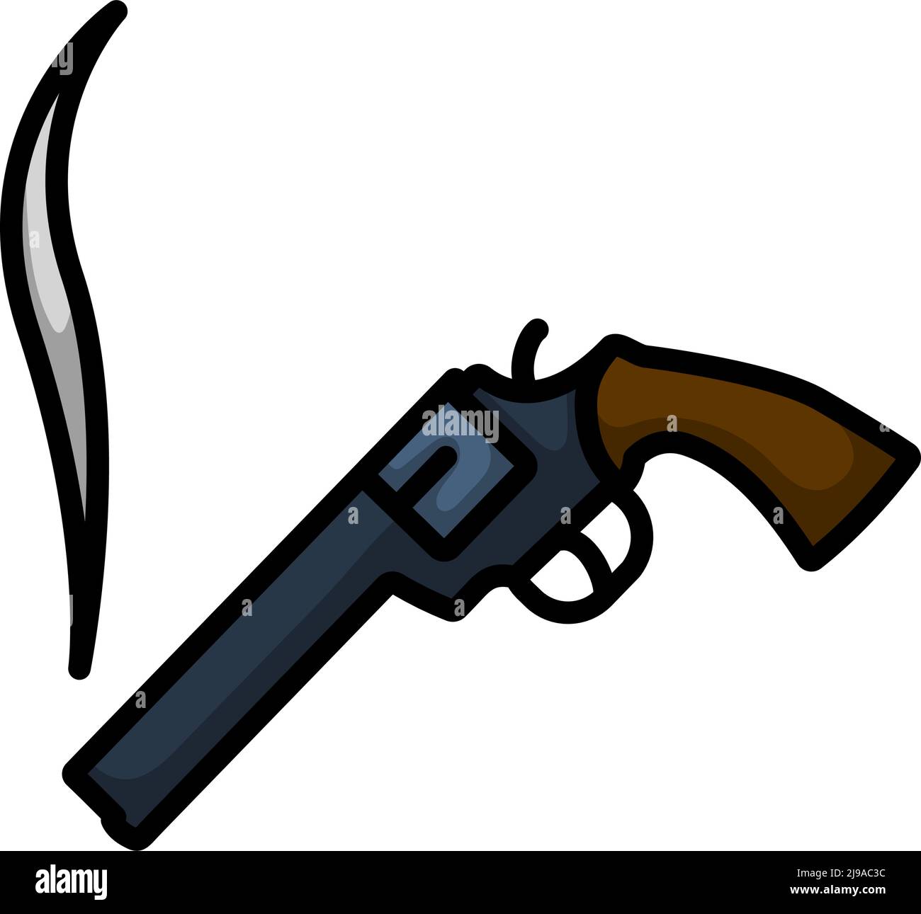 Smoking Revolver Icon. Editable Bold Outline With Color Fill Design ...