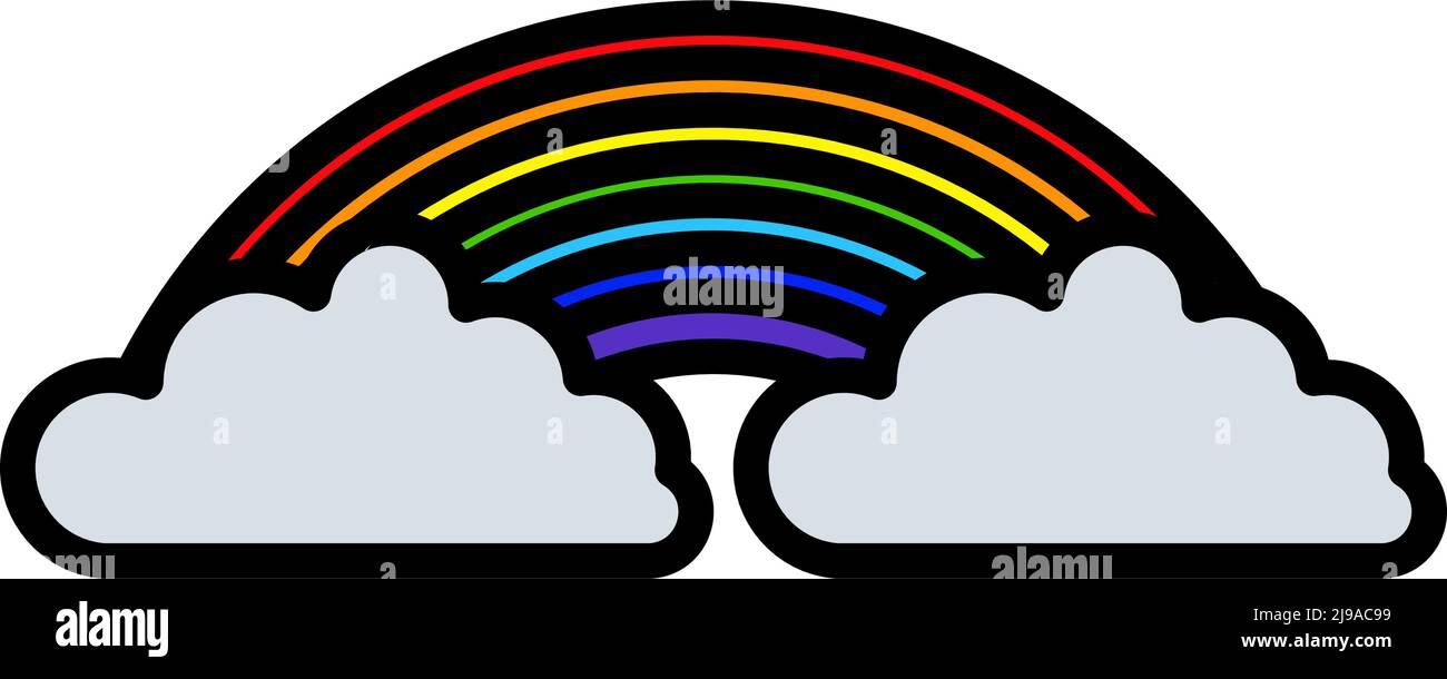 Rainbow Icon. Editable Bold Outline With Color Fill Design. Vector ...