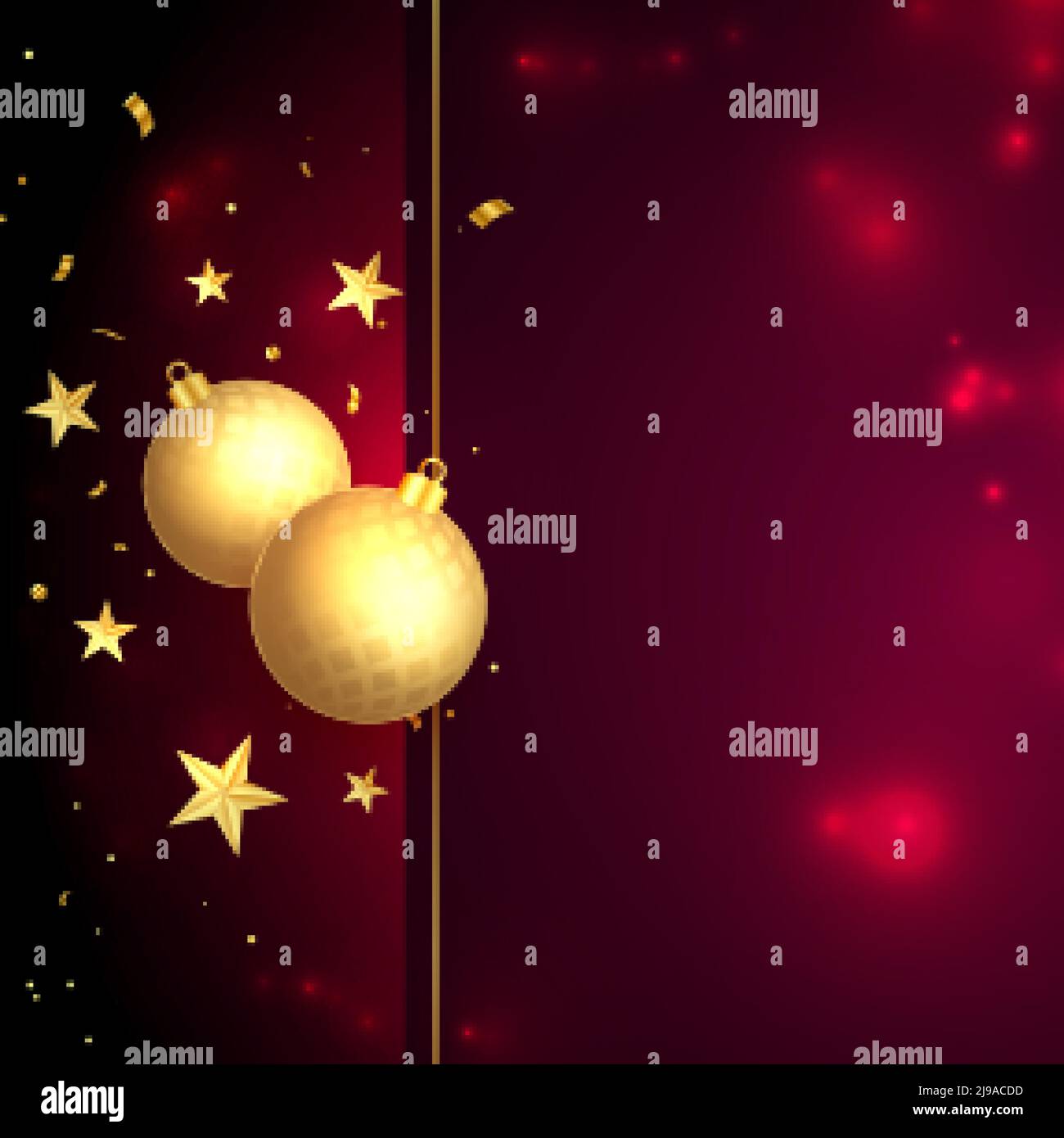 christmas background greeting with stars balls and text space Stock ...