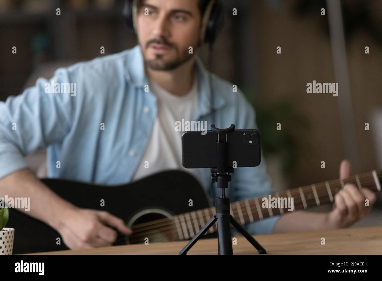 Video call mobile headphone hi-res stock photography and images - Alamy