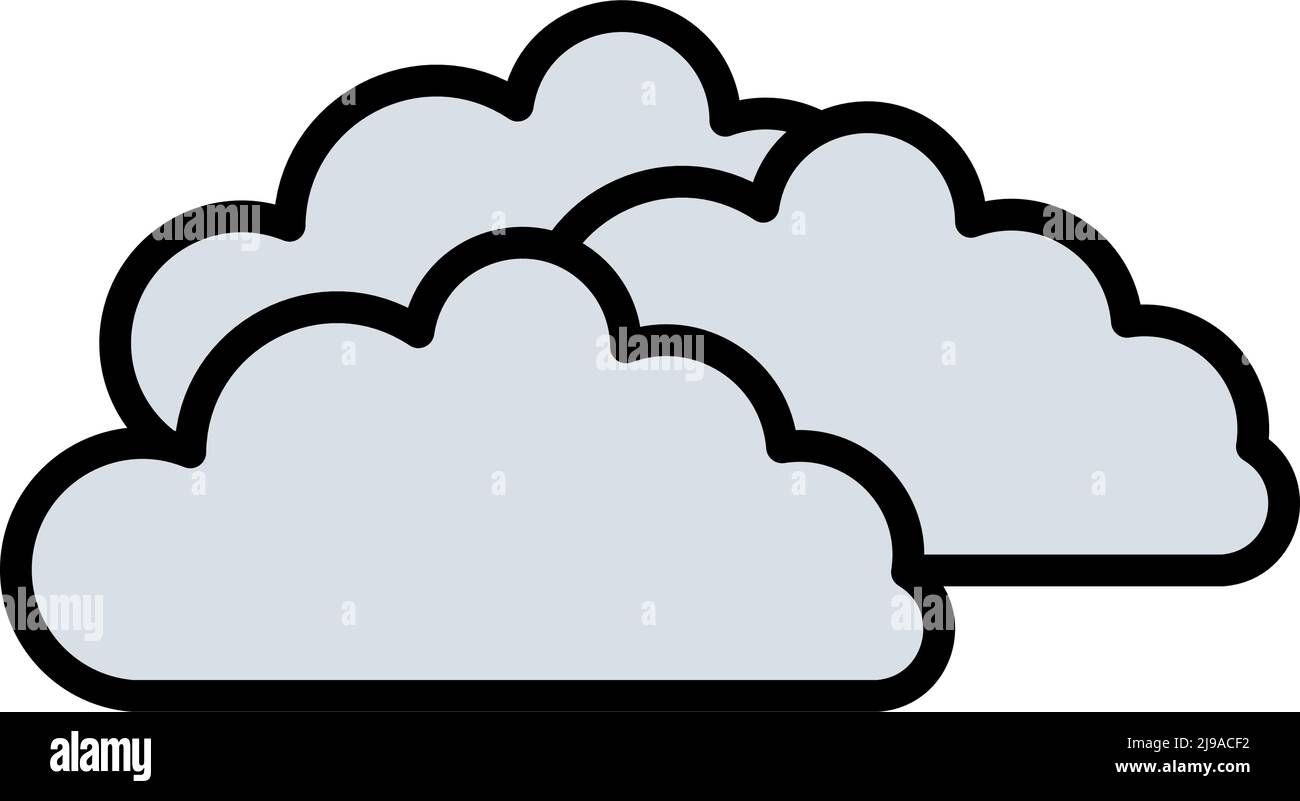 Cloudy Icon. Editable Bold Outline With Color Fill Design. Vector ...