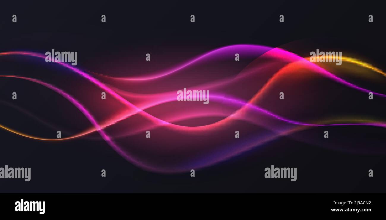 Gradient violet neon color wave, abstract light effect vector ...