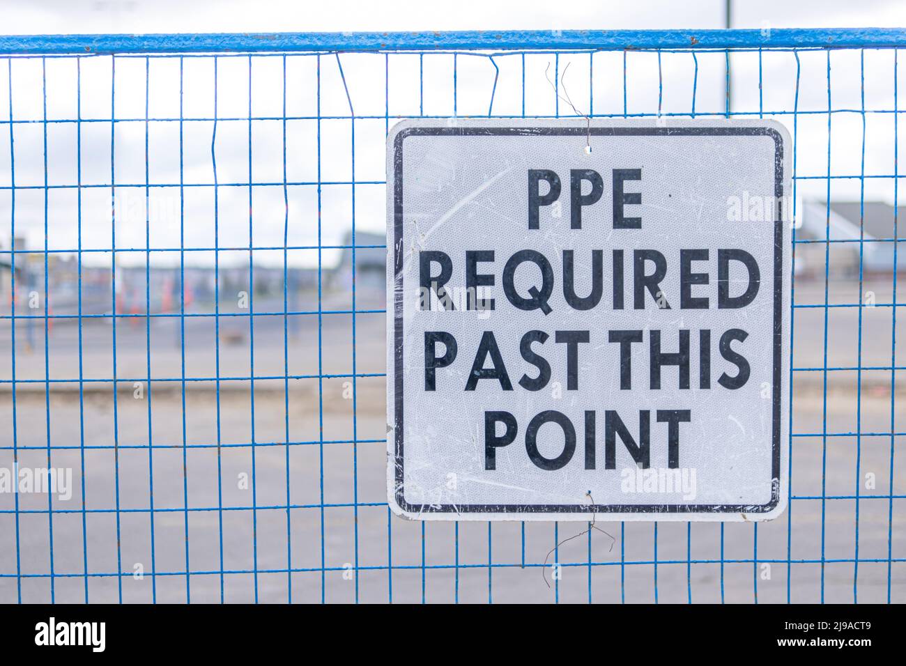 Safety signs on a construction site Stock Photo - Alamy