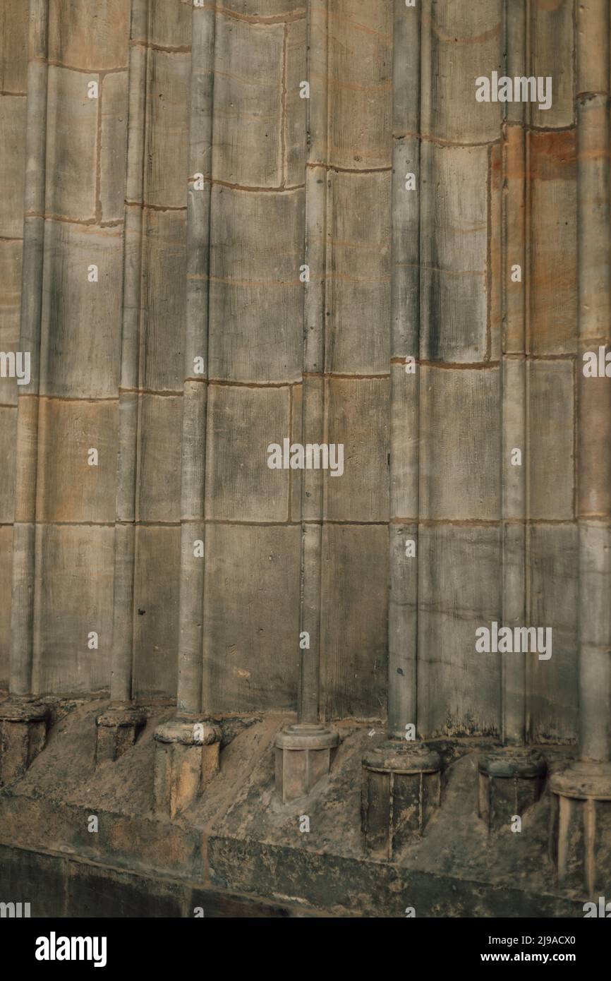 Vertical design and texture of an old building with columns Stock Photo ...