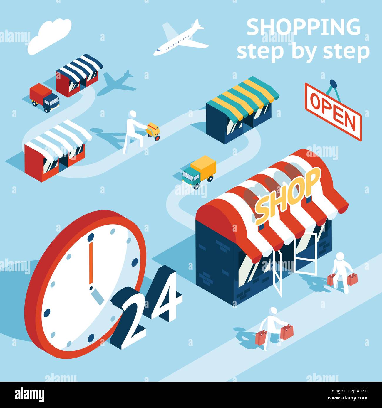 Cartooned Shopping Concept Graphic Design Emphasizing Shopping Stores ...