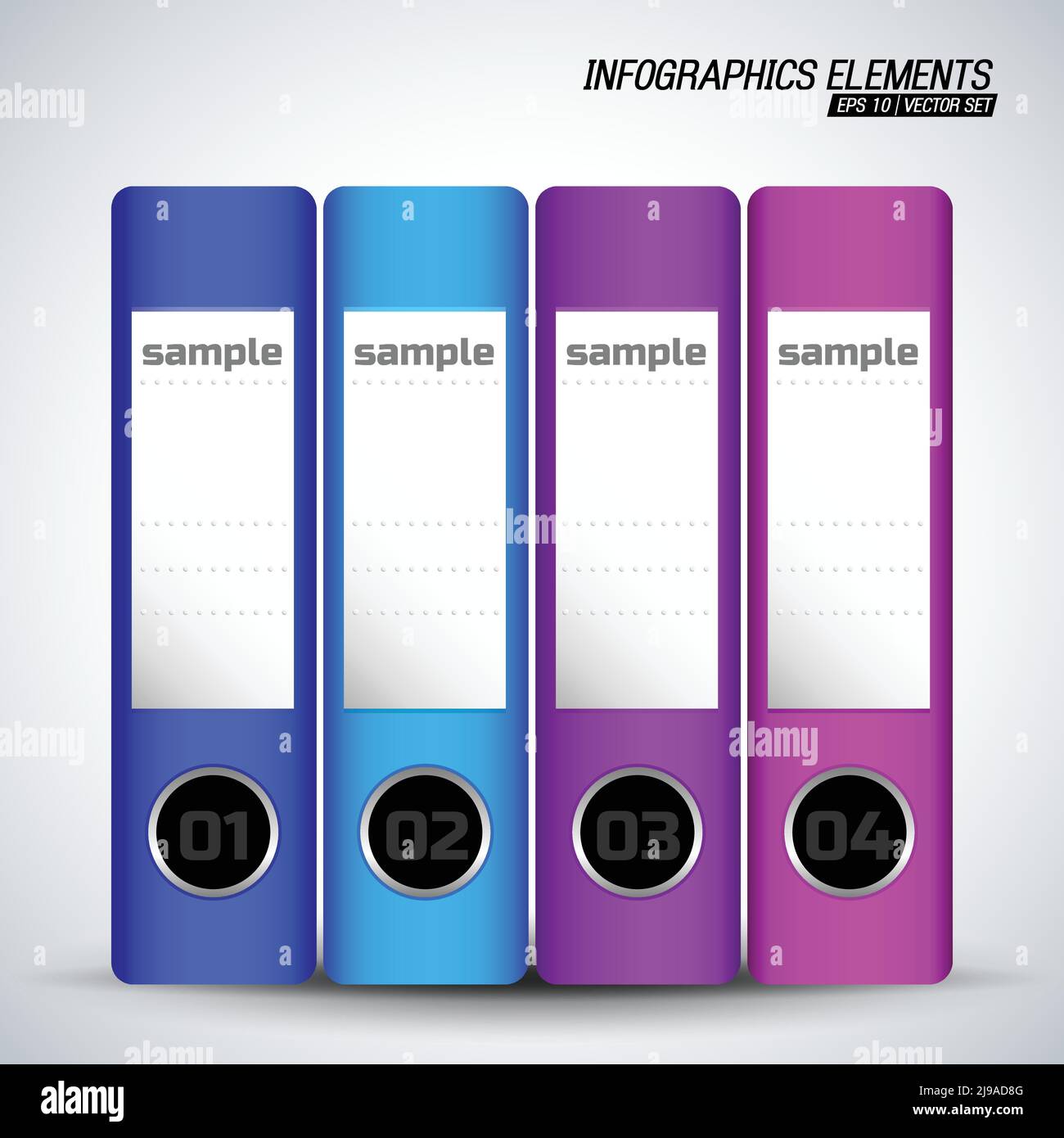 Flat design four document folders with blank text fields infographics ...