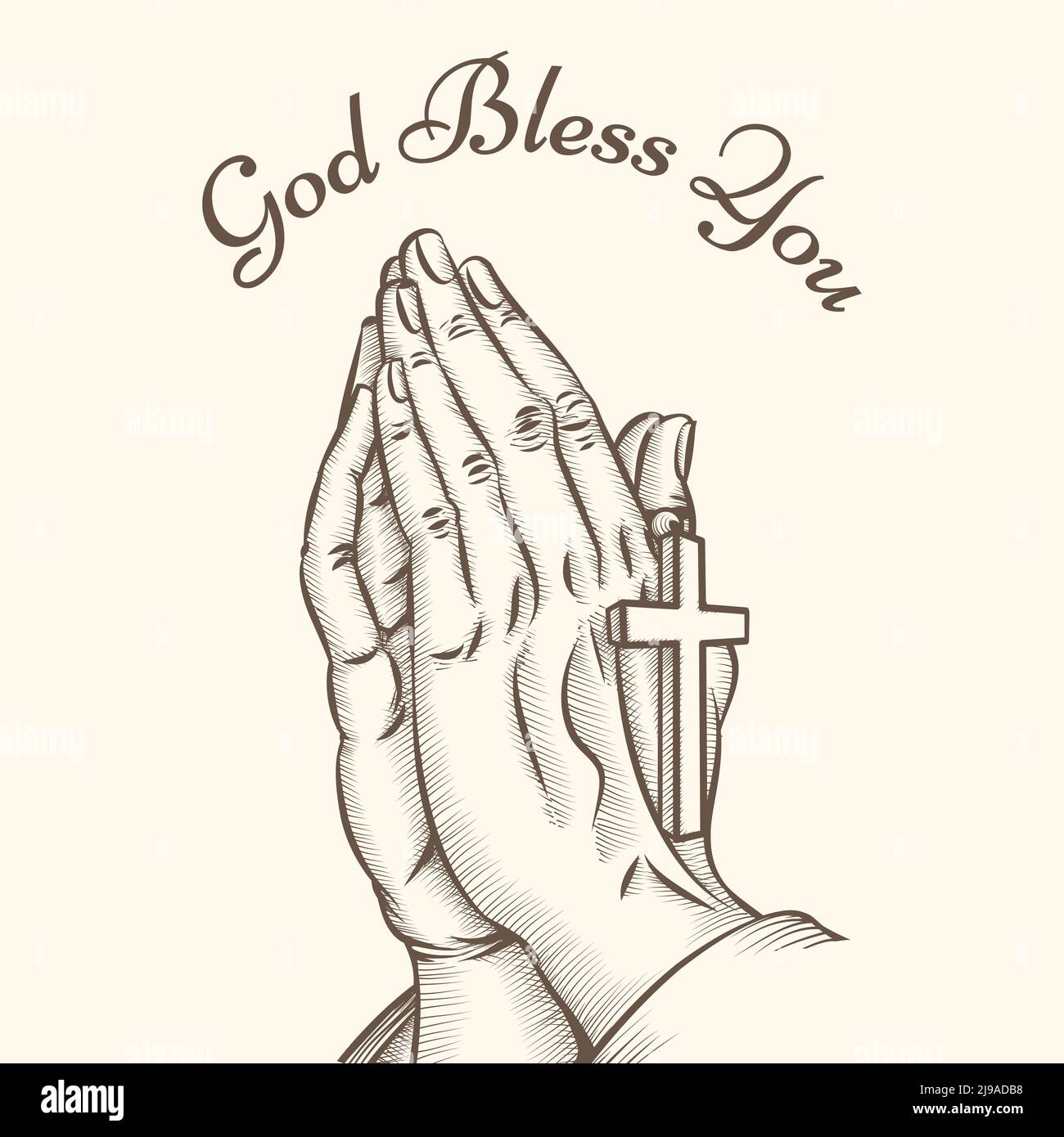 Prayer hand with cross. Religious and god, pray and holy, spirituality ...