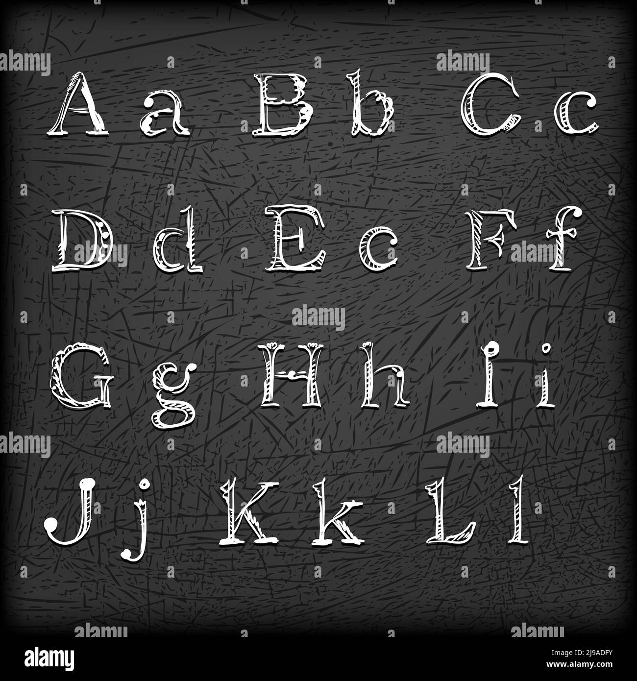 Sketched Hand drawn alphabet A-L. Vector illustration. EPS10 opacity ...
